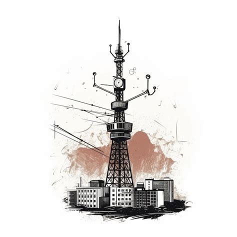 A Poster With An Urban Prooganda Vector Style Antenna Broadcasting Signal Simple 2d Premium Ai