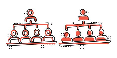 Comicstyle Corporate Chart With Teamwork Concept Man Diagram Strategy Vector Man Diagram