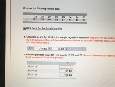 solved consider the following sample data calculate b 1