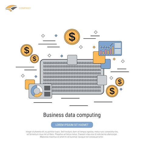Premium Vector Business Data Computing Flat Contour Style Vector Concept