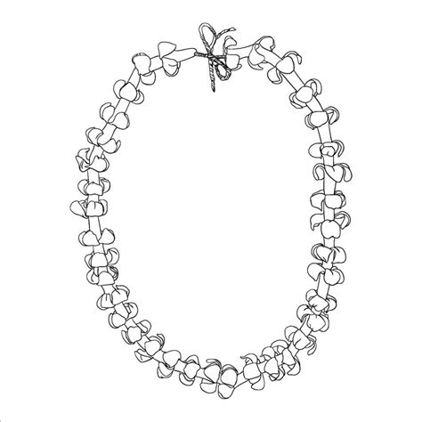 Hawaii Puakenikeni Lei Flower Lie T Shirt Neckline Drawing Image