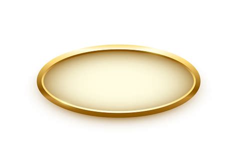 황금 프레임 벡터 삽화가 있는 타원 모양의 3d 플레이트 단추 현실적인 격리 된 웹 사이트 요소 게임 Ui에 대 한 황금 광택 레이블 테두리에 조명 효과가있는 탐색 메뉴의