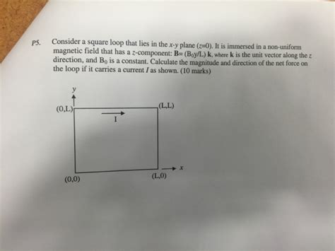 solved consider a square loop that lies in the x y plane z