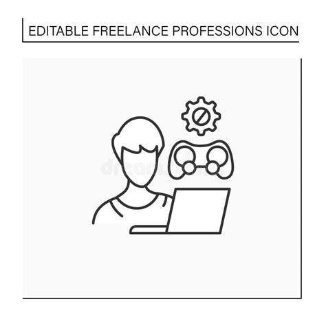 Game Developer Monitors Thin Line Icon Development Programmer Workplace Symbol Outline Style