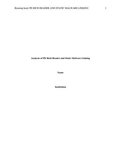 Analysis Of The Pe Rich Header And Malware Linking Pdf Malware
