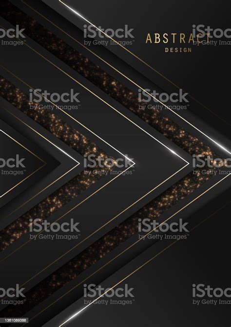 벡터 추상 빛나는 고급 종이 컷 커버 디자인 반짝이 황금 라인과 검은 색에 복사 공간 초대 브로셔 노트북 또는 카드의 프리미엄 계층 3d 사실적인 현대 기하학적 템플릿 0