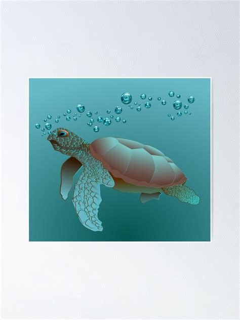 Sea Turtle Blowing Bubbles Poster For Sale By Artedutech Redbubble
