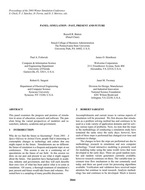 Pdf Panel Simulation Past Present And Future