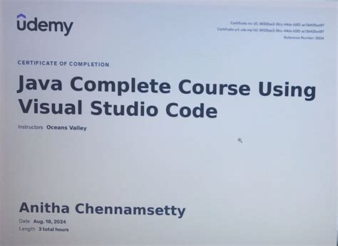 Anitha Chennamsetty On Linkedin Java Programming Udemy Continuouslearning Certification