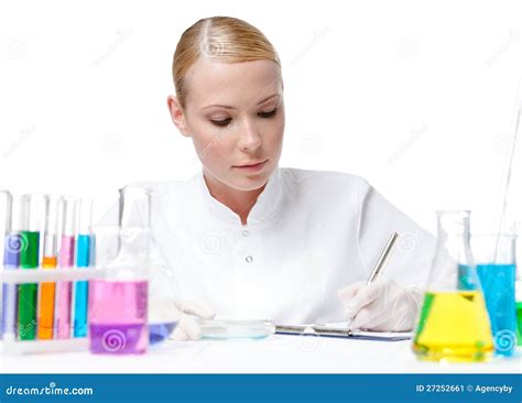 Lab Assistant Makes Some Notes Stock Image Image Of Female Beauty