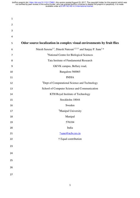 Pdf Odor Source Localization In Complex Visual Environments By Fruit Flies