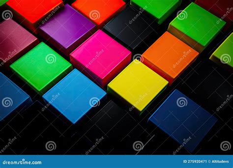 Bold Color Blocks On A Black Background For High Contrast Stock