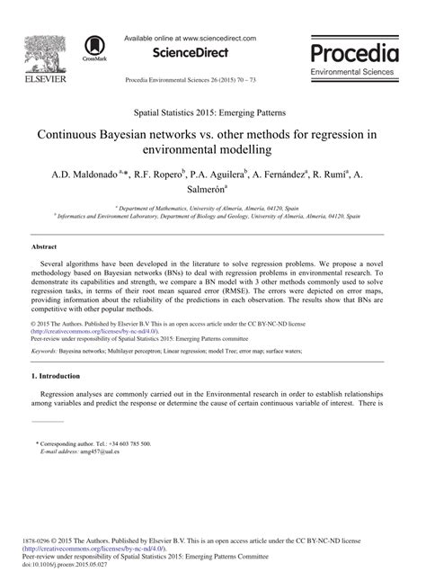 Pdf Continuous Bayesian Networks Vs Other Methods For Regression In