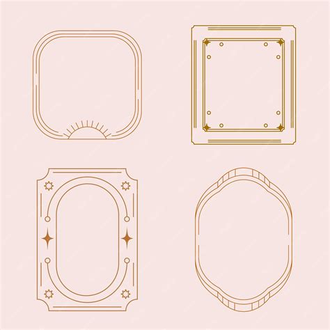 Collection Of Different Frames With Stars Minimalistic Linear Frames Arches Elements Geometric S