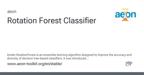 Rotation Forest Classifier Aeon 120 Documentation