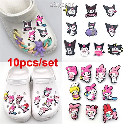 Cute Kuromi Melody Series Jibits For Croccs Set 10pcs Pack Colorful