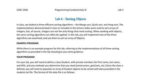 Cosc2436 Lab 4 Sorting Objectspdf Docdroid