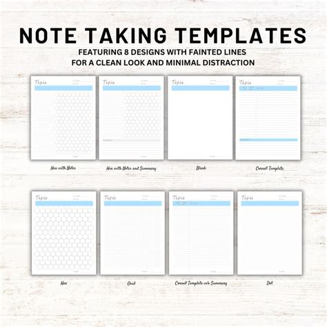 Printable Lecture Notes Note Taking Template College Student Lined Note Taking Pages Color