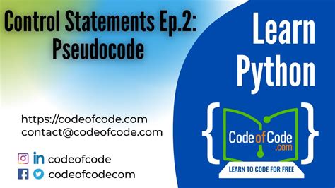 Learn Python Chapter Control Statements Ep Pseudocode CodeOfCode YouTube