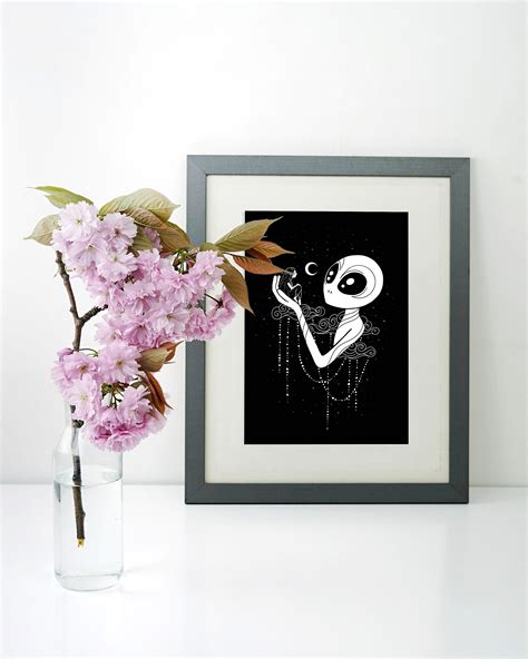 Alien Girl Art Print Extraterrestrial Wall Art Aliens Poster