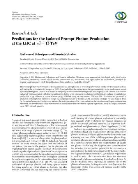 Pdf Predictions For The Isolated Prompt Photon Production At The Lhc