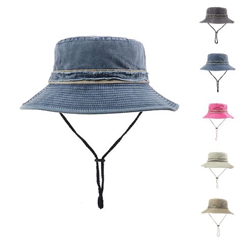 Denim Bucket Hats For Men Women Summer Lightweight Sun Hat Travel Beach