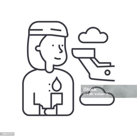 에어 호스네스 이미지 아이콘 선형 격리 일러스트레이션 얇은 선 벡터 웹 디자인 사인 흰색 배경에 편집 가능한 스트로크가 있는 개요 개념 기호 가공의 인물에 대한 스톡 벡터