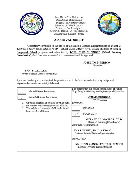 Gsp Activity Matrix Approval Pdf