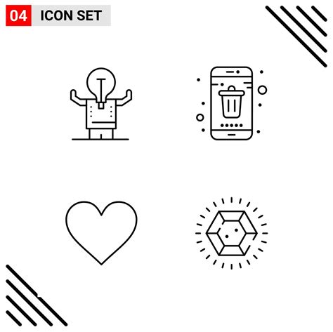 Pixle Perfect Set Of 4 Line Icons Outline Icon Set For Webite Designing And Mobile Applications