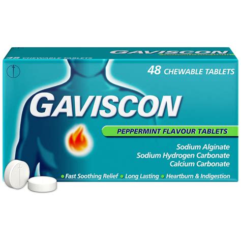 Gaviscon Chewable Tablets 48pk Peppermint Health And Wellbeing Bandm