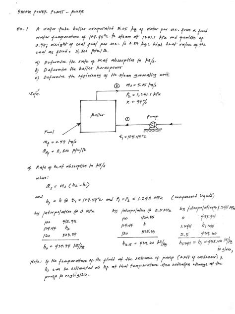 Examples Solution Steam Power Plant Part Ii Steam Generator Pdf