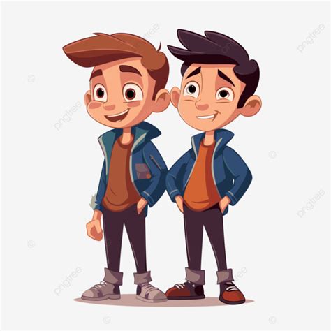Brothers Clipart Boy Couple Cartoon Character Isolated Design Illustration Vector Cartoon