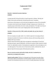 SDLC Group Assinment Docx Fundamentals Of SDLC Assignment 2 Question 1 Articulate The Project
