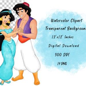 Aladdin Hand Drawn Watercolor Clipart Set Cute Cartoon Illustration