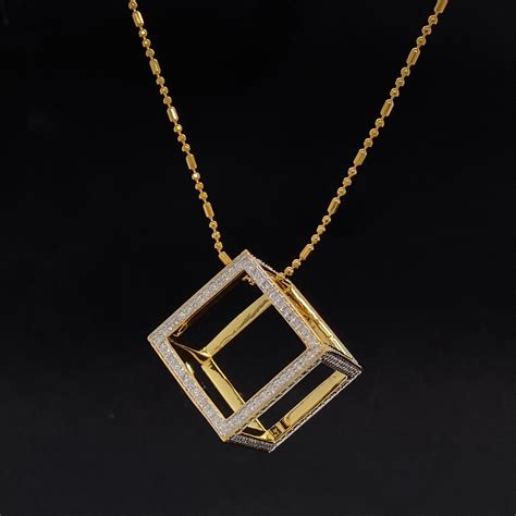 3d Cube Diamond Pendant In 18k Solid Gold For Sale At 1stdibs 3d Cube