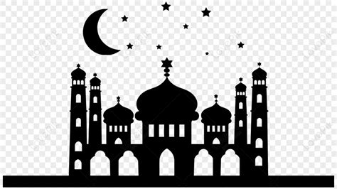 모스크 가로 보기 사원 별과 달 실루엣라마단무바라크 Png 일러스트 무료 다운로드 Lovepik