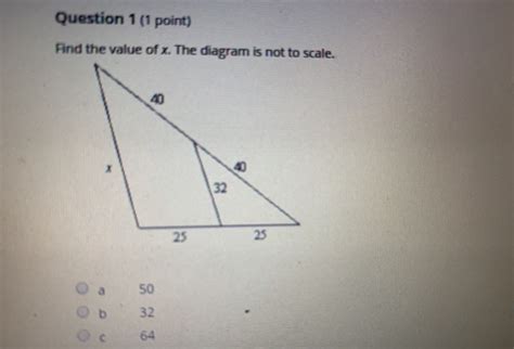 Solved Question 1 1 Point Find The Value Of Z The Diagram Chegg Com