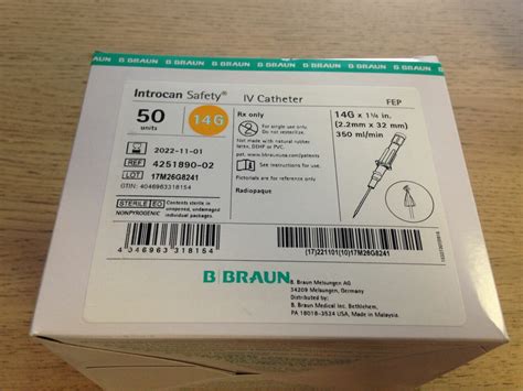 New Braun 4251890 02 Introcan Safety Iv Catheter 14g X 1 1 4in 50 Box Disposables General