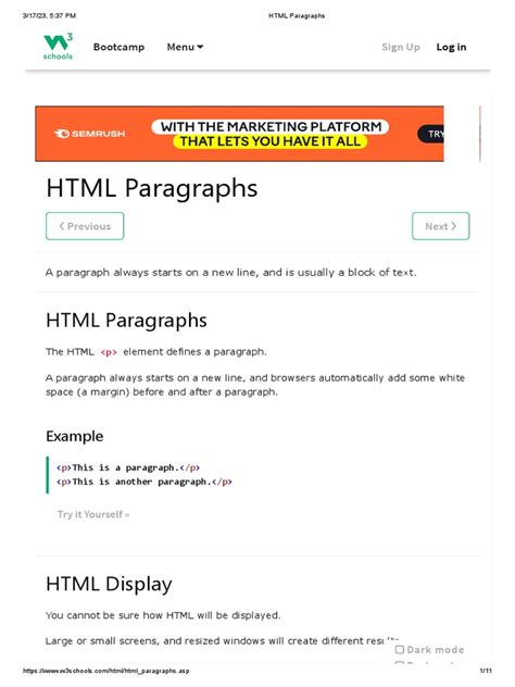 Html Paragraphs Pdf Html Element Html
