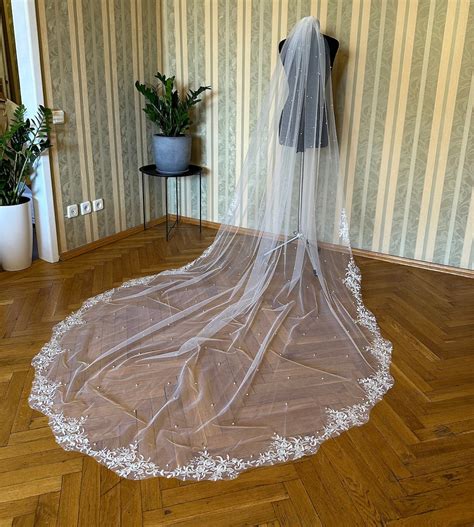 Veil Wedding Pearl Veil Leaf Veil Lace Wedding Veil Leaves Veil Bridal