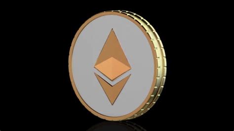 Rotating Ethereum Coin Loop Golden Coin With Ethereum ETH Symbol Spins Around Stock Video