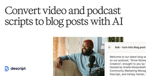 Ai Blog Post Converter Automatically Convert Podcast Or Video Scripts