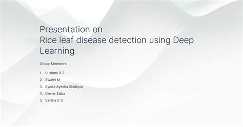 Presentation On Rice Leaf Disease Detection Using Deep Learning