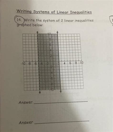 Solved Writing Systems Of Linear Inequalities 14 Write The Chegg Com