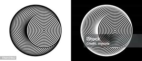 사이키델릭 서클 추상 배경입니다 다이나믹 트랜지션 착시 흰색 배경에 검은색 모양과 검은색 면에 동일한 흰색 모양입니다 무한에 대한 스톡 벡터 아트 및 기타 이미지 Istock