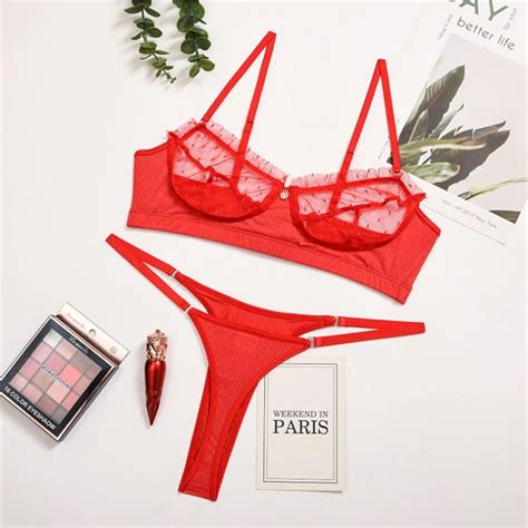 Ruffled Sheer Mesh Sexy Lingerie Free Shipping