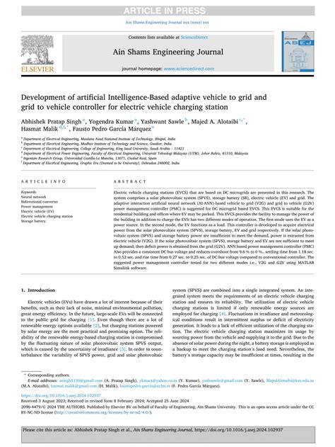 Pdf Development Of Artificial Intelligence Based Adaptive Vehicle To Grid And Grid To Vehicle