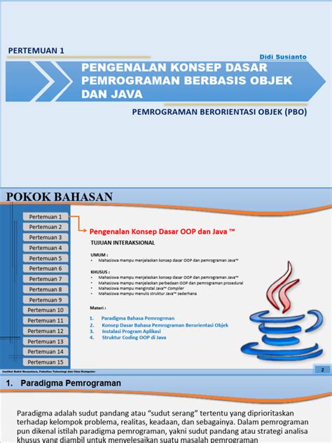 191 20231116074345 Pertemuan 1 Pengenalan Konsep Dasar Pemrograman Berbasis Objek Dan Java