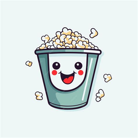 Premium Vector Cute Popcorn Character Vector Illustration Cute Popcorn Bucket Cartoon Icon
