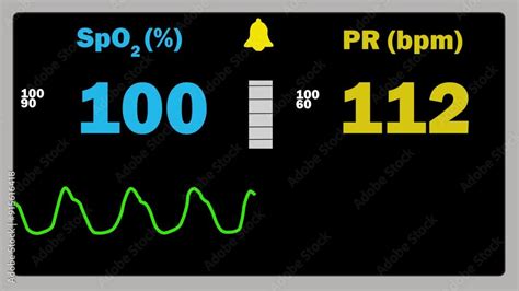 Pulse Oximetry Monitoring Equipment Screen Value Of Spo2 Saturation